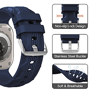 Seizehe Sport Bands Compatible with Apple Watch Ultra/Ultra 2 Band 49mm 45mm 44mm 42mm for Men, Soft Silicone Wristbands Replacement Strap for iWatch Ultra Bands Series 8/7/SE/6/5/4/3/2/1, 2 Packs