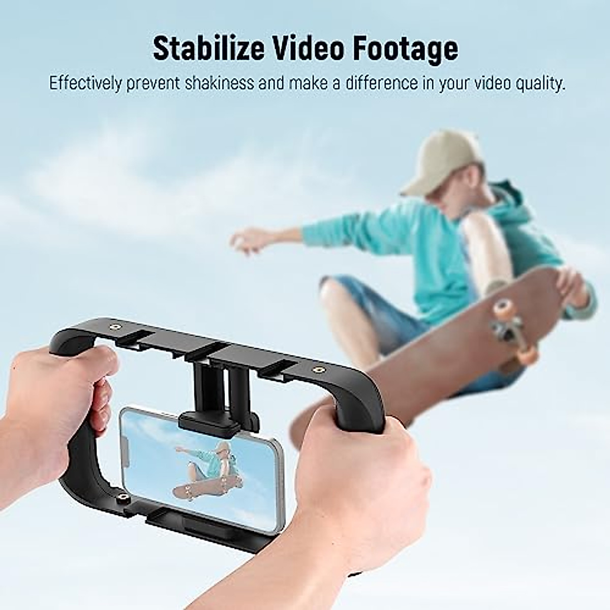NEEWER Smartphone Video Rig, Phone Video Stabilizer Grip Vlogging Cage with Cold Shoe Tripod Mount, Phone Rig for Videomaker Film Maker Video grapher Compatible with iPhone Samsung and More, A104