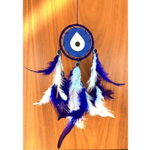 Rooh Dream Catcher ~ Evil Eye Canvas Car Hanging ~ Handmade Mandala Hangings for Positivity (Can be Used as Home Décor Accents, Wall Hangings, Garden, Car, Outdoor, Bedroom)