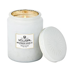 Voluspa Bourbon Vanille Candle | Large Glass Jar | 18 Oz | 100 Hour Burn Time | All Natural Wicks and Coconut Wax for Clean Burning | Vegan