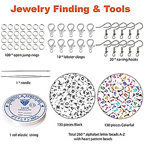 KERGAEN Total 48000pcs Size 2mm Seed Beads for Jewelry Making,12/0 Tiny Craft Beading Kit Set,260pcs Letter Alphabet Beads with Elastic String,Earring Hooks and Claw Clasps