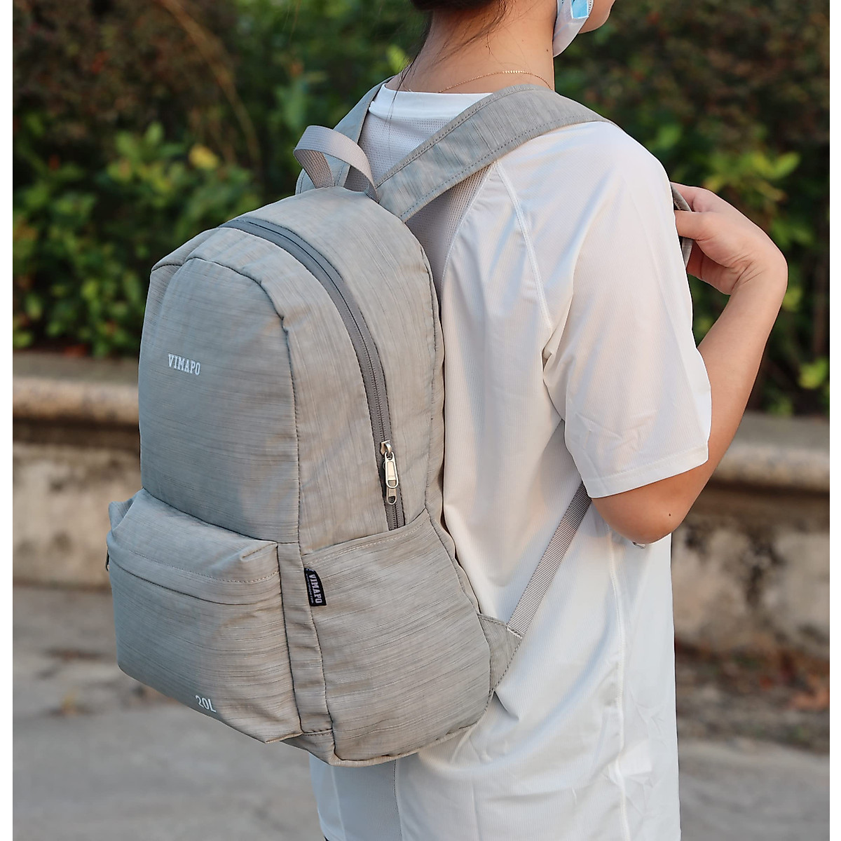 vimapo Lightweight Foldable Backpack for Travel, 20L Packable Hiking Daypack, Camping Outdoor Cycling Bag for Adult & Teen (Grey)