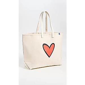 KULE Women's Over The Shoulder Heart Tote, Canvas, Off White, One Size