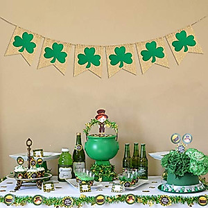 Rustic Shamrock Garland | Burlap Shamrock Garland Banner | St. Patricks Day Decorations | Burlap Clover Garland Banner | Irish Day Celebration Decor 