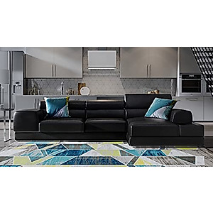 Zuri Furniture Encore 122" Right-ChaiseModern Sectional - Full Grain Leather in Black
