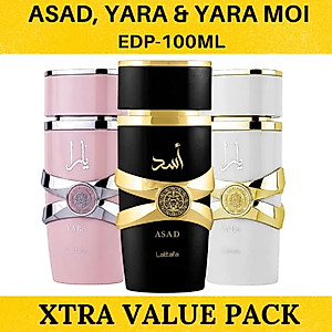 Yara EDP-100ml(3.4 oz) | Heliotrope, Orchid, Tangerine, Gourmand Accord and Tropical Fruits | Black Pepper, Pinapple, Tobacco, Amber, Vanilla, Dry Woods, Benzain, Labdanum | by Lattafa Perfumes (Xtra Value Pack)