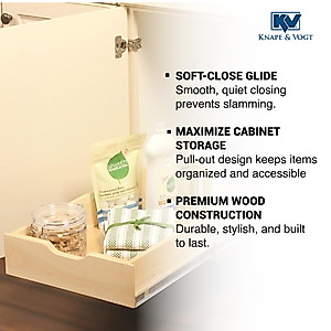 Knape & Vogt RS-WMUB-14-4-AS 5 in. H x 14.88 in. W 22 in. D Soft-Close Wood Drawer Box Pull Out Cabinet Organizer