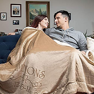 Custom Catch Housewarming Gift Idea for New Home - Personalized Throw Blanket Present Decorated with Scroll and Family Name