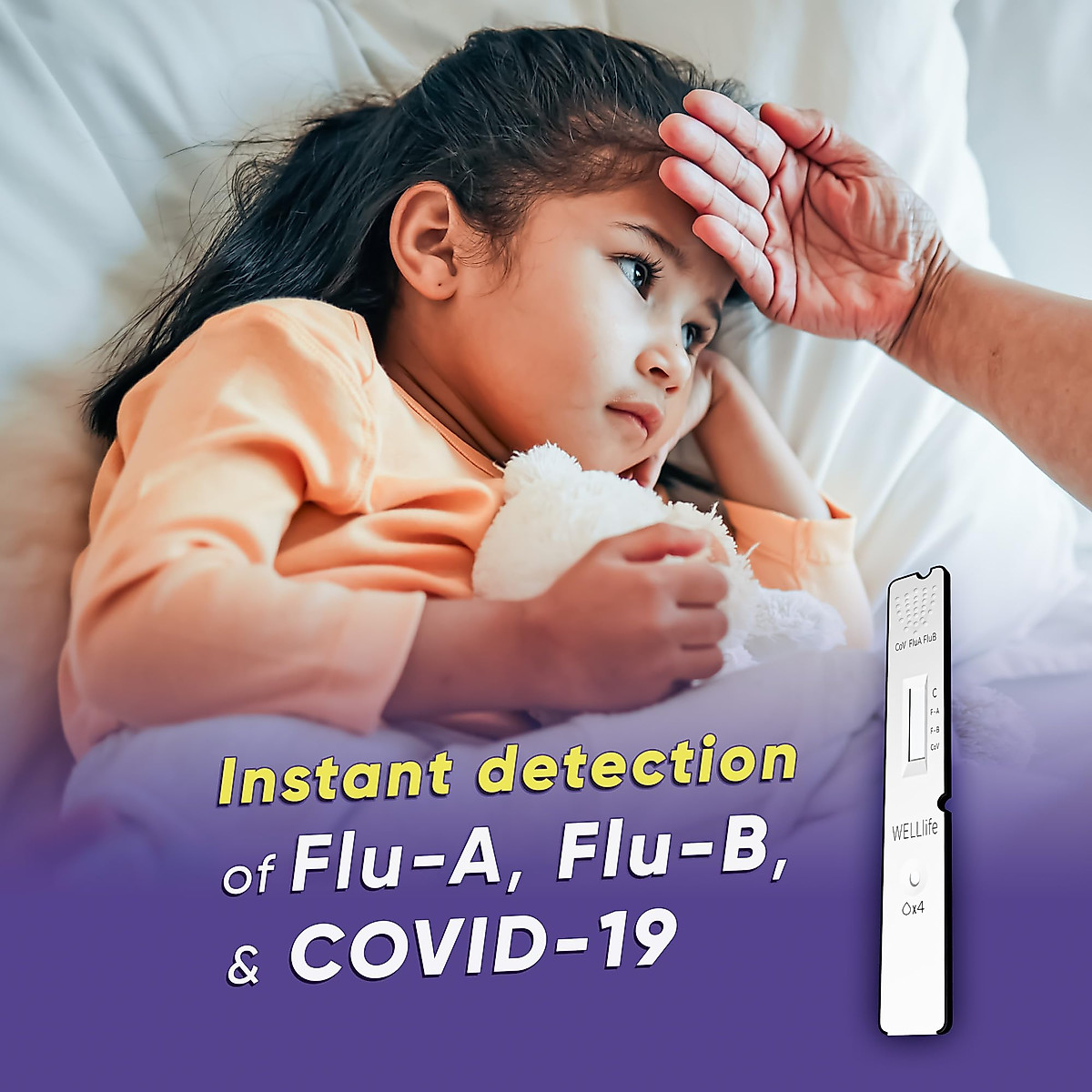 WELLlife COVID-19 & Flu A/B Home Test Kit, Easy-to-Use OTC Covid & Flu Test, Fast 10-Min Results with Non-Invasive Nasal Swab, 2 Tests, FDA EUA Authorized for Fast, Accurate Home Use