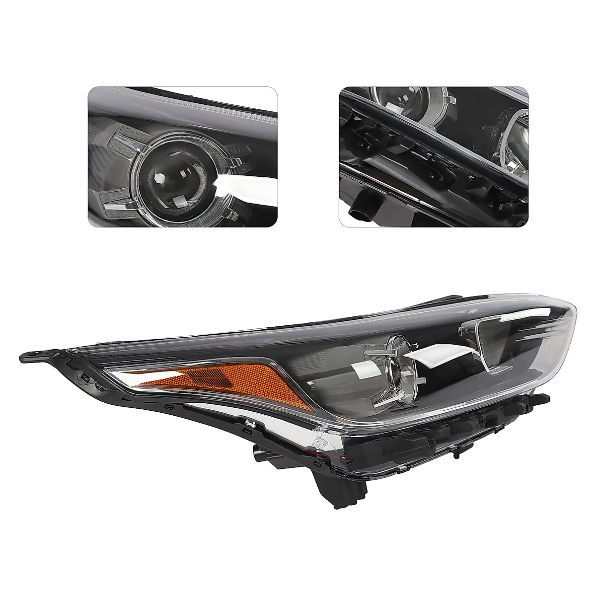 TBVECHI Headlight Assembly for 2019 2020 2021Kia Forte Halogen w/LED DRL Passenger Side Headlamp Replacement, Black Housing Clear Lens Front Head Light Lamp 92102M7100 92101M7100