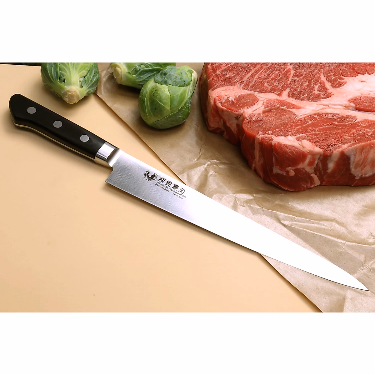 Yoshihiro INOX AUS10 Stain-Resistant Steel Ice Hardened Sujihiki Slicer Chef Knife (10.5'' (270mm))