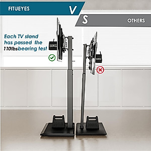 FITUEYES Iron Base Universal Floor TV Stand with Swivel Mount Space Saving for 26-65 Inch LED LCD OLED Plasma Flat Panel or Curved Screen TVs Height Adjustable Wire Management (Black)