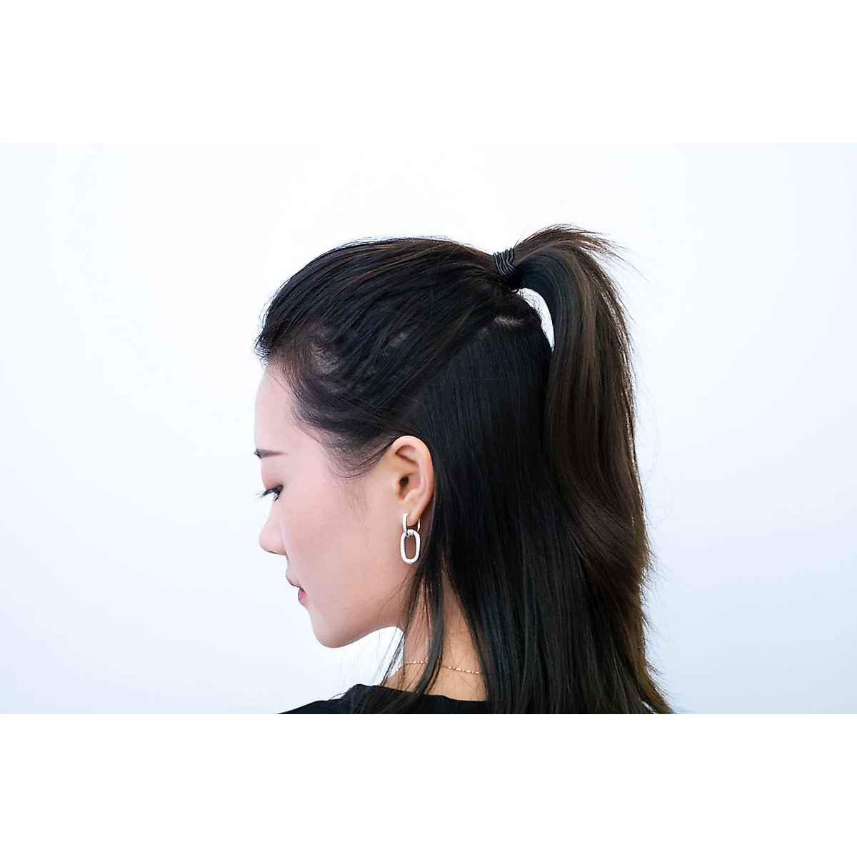 DALUDALU S925 Sterling Silver Chain Link Dangle Drop Earrings Chunky Paperclip Convertible Link Huggie Earrings Circle Hypoallergenic No-Nickel Hoop Earrings for Women Sensitive Ears