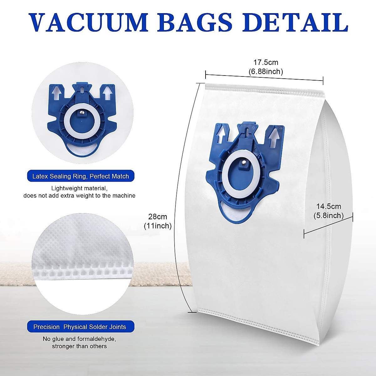 3D AirClean Dust Bags, Compatible for Miele Vacuum Cleaner Bags, Replacement Miele Classic C1 Complete C1 C2 C3 S2 S5 S8 S400 Series,1 Boxes of 20 Pack Bags & 6 MP Filters & 6 AirClean Filters