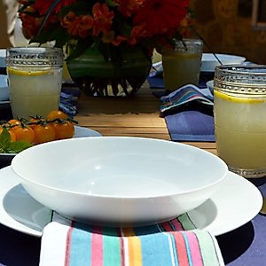 Euro Ceramica Bianco Service for 6 Dinnerware High Gloss Fine Porcelain White Essential, 8" x 4" Soup/Pasta Bowl Set 20oz Capacity for Soup Pasta Rice Cereal