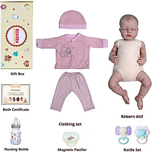 JIZHI Lifelike Reborn Baby Dolls - 18 Inch-Soft Body Realistic-Newborn Baby Dolls American Sleeping Girl Real Life Dolls with Clothes and Toy Accessories Gift for Kids Age 3+
