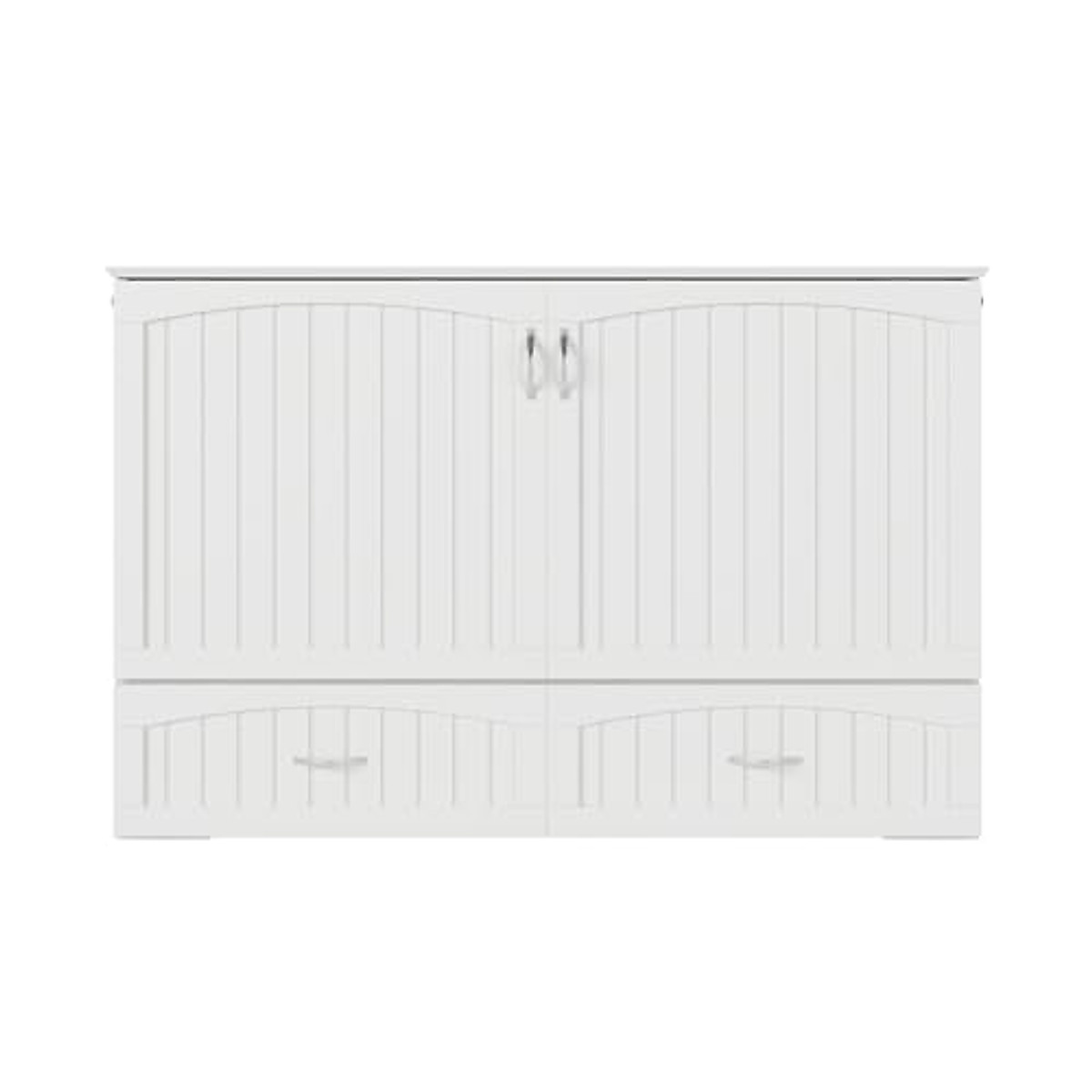 AFI, Aspen Mid-Century Modern Queen Solid Wood Murphy Bed Chest with Mattress in White