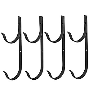 Pool Pole Hanger Aluminum Alloy Brushes Hooks Garden Tool Hooks Swimming Pool Pole Hanger Telescopic Poles Holder Swimming Accessories - Black 4PCS.