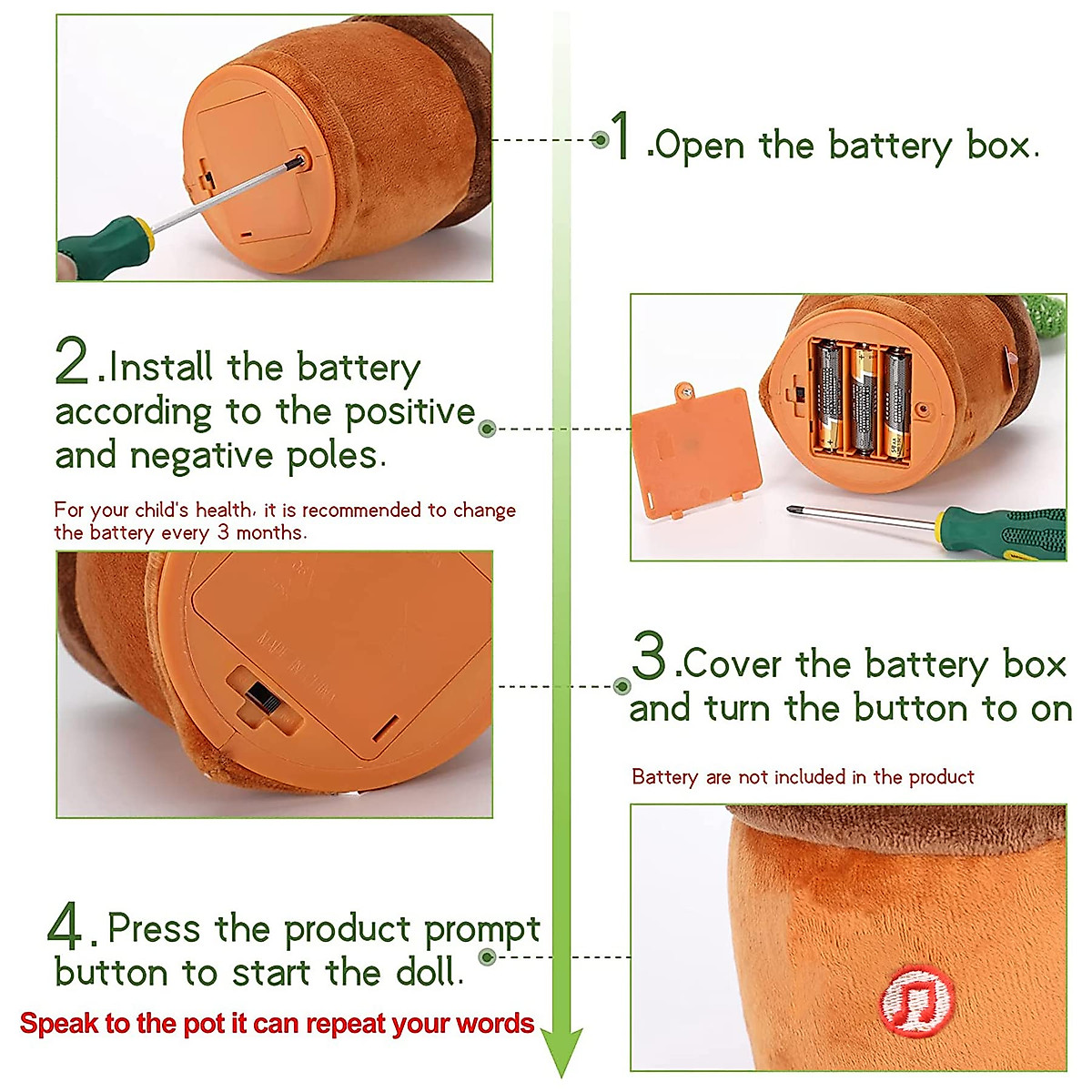 MIAODAM Volume Adjustable Dancing Cactus, Colorful Glowing Talking Cactus Toy, Repeating What You Say Cactus Toys Singing 120 Songs Cactus Plush Eletronic Baby Toys Funny Creative Kids Toy