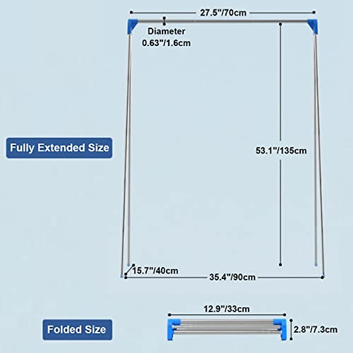 GIPOBUY Portable Clothes Rack Folding Travel Garment Rack, Foldable Collapsible Clothing Rack, Portable Hanging Drying Rack for Dance,Outdoor,RV, New Upgraded Easy Lock and Release(Non-Heavy Duty)