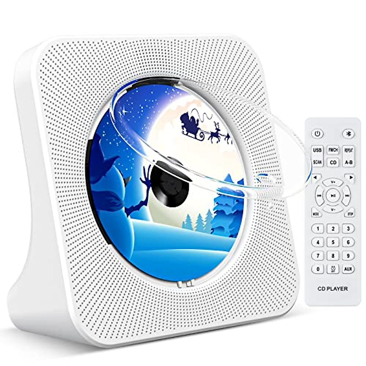 CD Player Desktop CD Player with Speakers CD Players for Home Bluetooth 5.0 with Remote Control KOVCDVI with Dust Cover Display FM Radio Timer USB AUX Headphone Port