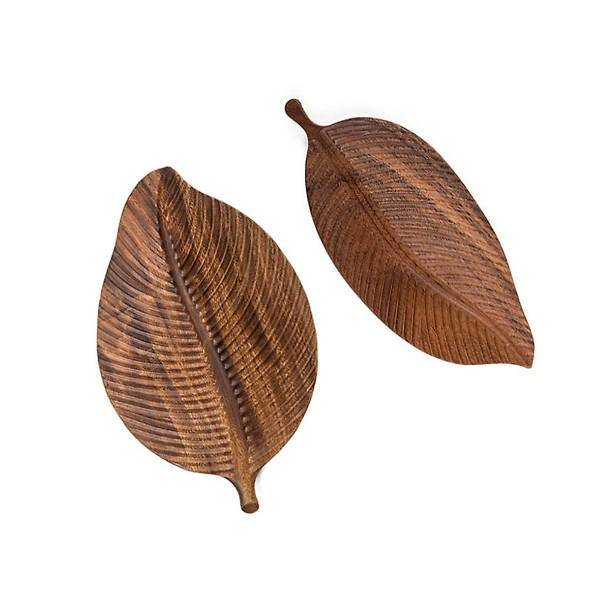 DOITOOL Wood Leaf Plate Hand Carved Salad Snack Plate Dessert Platter Unique Appetizer Serving Tray Fruit Food Dish for Home Restaurant (29.5x12.5cm)