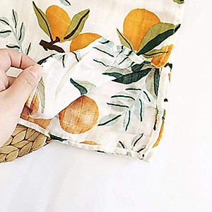 Baby Muslin Swaddle Blankets Soft Neutral Cotton Blend Receiving Blanket Bathing Towel Boy Girl Unisex Toddler Infant Newborn 47 X 47 Inches (Orange)