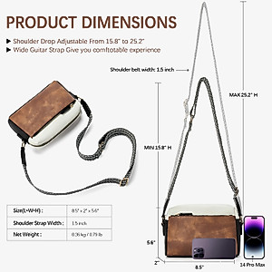 BOSTANTEN Leather Wallets budle Small Crpssbody bags fo women Brown with Black