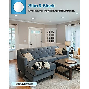 Sunco 12 Pack 4 Inch Ultra Thin LED Recessed Ceiling Lights Slim, 5000K Daylight, Dimmable, 10W=60W, Wafer Thin, Canless with Junction Box - Energy Star