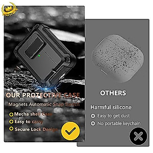 Polislime Airpods Pro 2nd/1st Generation Case Cover with Cleaner kit & 3 Pairs Replacement Ear Tips with Noise Reduction Hole(/S/M/L),Automatic Snap Switch Case for Apple AirPods Pro 2nd/1st Charging