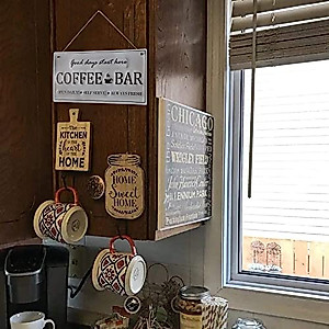 Coffee Signs For Coffee Bar.Metal Coffee Bar Sign Decor, Good Days Start Here,14" x 7". Coffe Bar Assecories, Hanging Coffee Sign for Farmhouse Kitchen Wall Decorations. Cocina De Cafe.(White)
