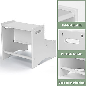 COSYLAND Toddler Two Step Stool, Kitchen Stool Bathroom Potty Stool, Children's Stool Nursery Helper Standing Tower Stepping Stool (White)