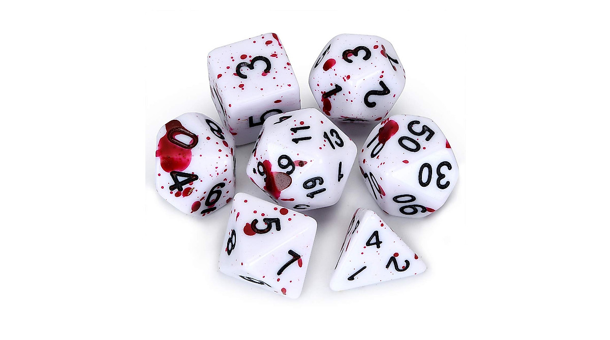 FLASHOWL Vampire Blood Splatter D&D Dice Set | RPG Gaming