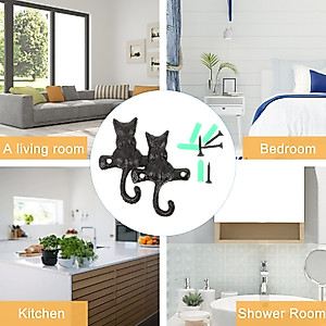 STOBAZA 2pcs European Classical Cast Iron Cat Hook Iron Hanging Hooks Cat Wall Hooks Metal Clothes Hanger Black Cat Hook Single Key Hook Vintage Wall Hooks Wall Mount Hook Animal Coat