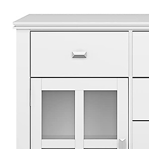 SIMPLIHOME Artisan SOLID WOOD 54 Inch Wide Contemporary Sideboard Buffet in White, For the Dining Room and Kitchen