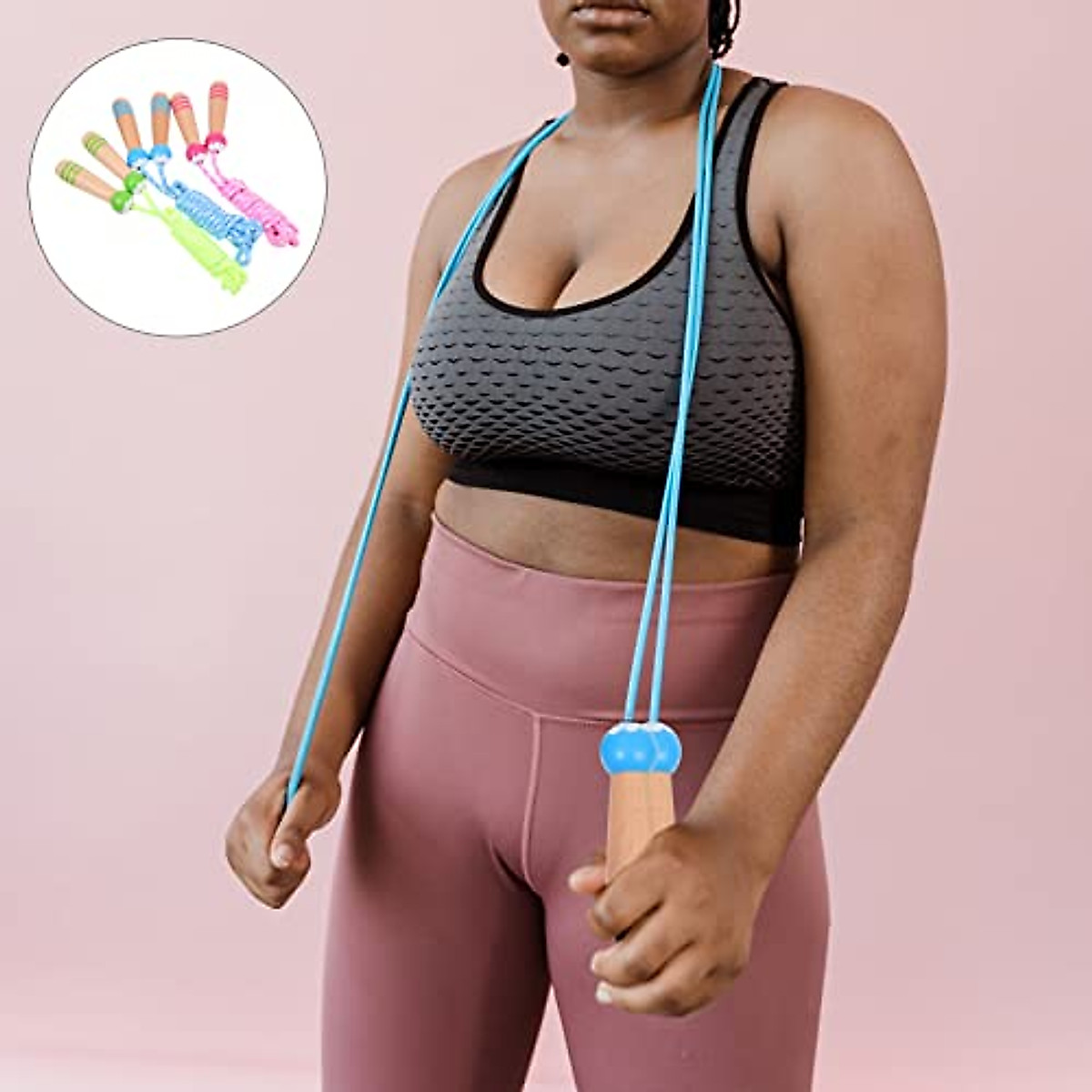 INOOMP 6 pcs adjustable skipping rope jump ropes wooden handle jump rope Cotton skipits for kids exercise jump rope adult jump rope Exercise Equipment Portable Skipping Rope nylon aldult