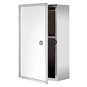 Ketcham 715K - 9" W x 15" H Lockable Series Surface Mounted Bright Annealed Stainless Steel Framed Mirror Medicine Cabinet
