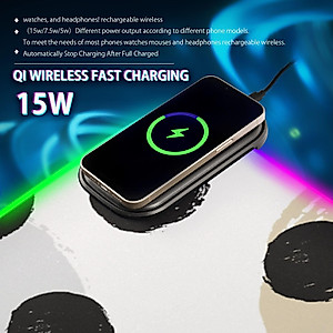 Polka Dot Wireless Charging Mouse Pad for Mobile Phone Extra Large Gaming Mousepad with 13 Lighting Modes Mouse Mat for Gaming MacBook PC Laptop Desk Home Office