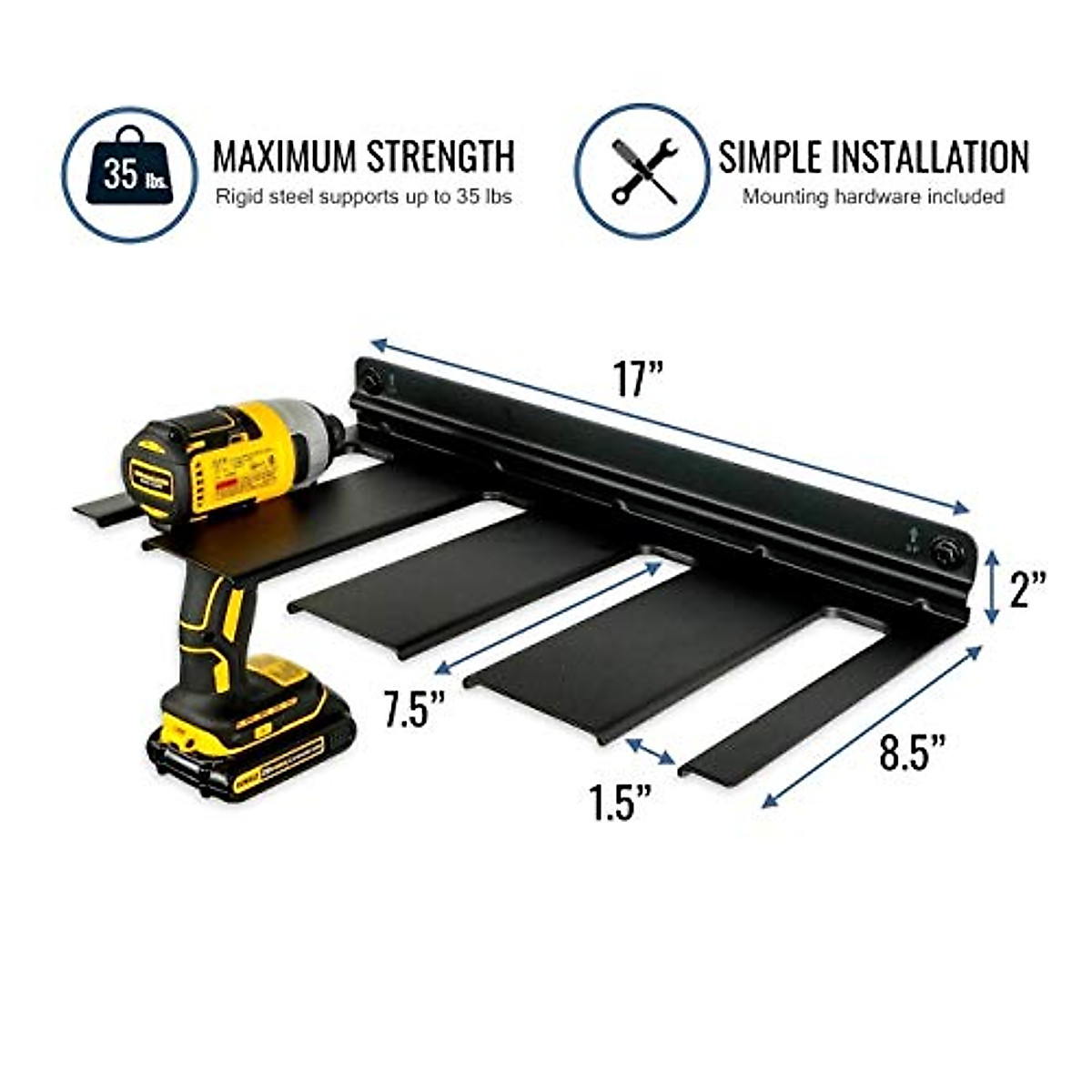 StoreYourBoard Electric Drill Storage Rack, Holds 4 Drills, Hanging Wall Mounted Organizer for Garage, Home, Workshop, Shed