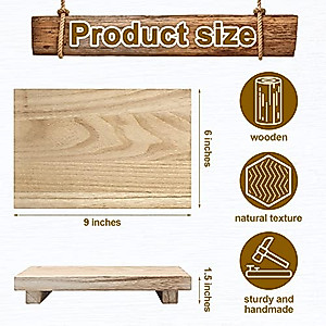 Wood Riser Tray Soap, Stand Soap Tray for Kitchen Sink, Wood Pedestal for Kitchen Counter Sink Stand Decorative Rustic Bathroom Dishes for Plant Bottles Candles Display (Natural, 9 x 6 Inch)