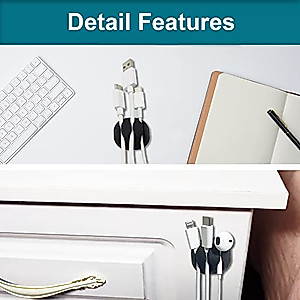 SDZONGES Cord Organizer, 6PCS Cable Clips, Black Cord Holder, Cable Organizer for Desk Management (5PCS One Slot+1PCS Triple Slot)