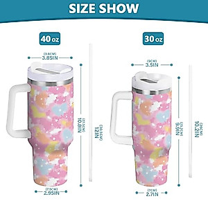 Caikeny Insulated Tumblers with Lid and Straw Tie Dye Pastel Colorful 30 oz Reusable Stainless Steel Cup Star Water Bottle Coffee Travel Tumbler Mug for Women Men