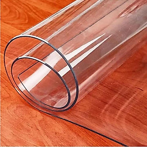 Clear PVC Desk Chair Mat 1.5mm Clear Vinyl Plastic Runner Rugs Protector, Office Chair Mat for Hardwood Floor, Non-slip Entrance Door Mats,80/100/120/140/160cm Wide,Plastic Vinyl Floor Runner Protecto