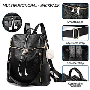 PINCNEL Backpack Purse for Women, Large Designer Fashion Leather Multiple Pockets Shoulder Bag for Weekend Travel and Daily Style (Tan)