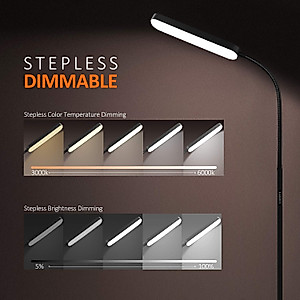 Wio-Mio Led Floor Lamp with 4 Color Temperature and Stepless Dimmer, Remote and Touch Control Floor Lamp, Adjustable Gooseneck Standing Lamp for Living Room