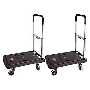 Magna Cart FF 4 Rubber 360-Degree Rotating Wheel Easy Folding Platform Transport Cart with 300 Pound Capacity and Telescoping 36-Inch Handle, (2 Pack)