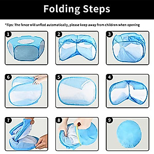 JIMEJV Small Animals Playpen with Anti Escape Zippered Cover Portable Breathable & Waterproof Indoor Exercise Yard Fence Cage Tent for Cats Puppy Guinea Pig Hamster Chinchillas Rabbits (Blue)