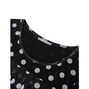 Furnex Womens Blouses and Tops for Work, Ladies Tops and Blouses Plus Size Floral Blouse for Women Business Casual Flowy Shirts Women Tunic Tops for Legging for Women Black Polka Dot Large
