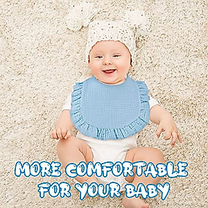 QUEEN KING 6 Pack Baby Bibs, Muslin Bandana Drool Bibs for Boys Girls, Adjustable Soft & Absorbent lace Feeding Bibs for Teething and Drooling Multi-Use Scarf Bibs