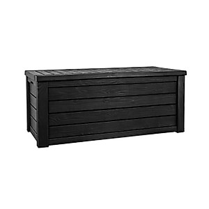 Keter Westwood 150 Gallon Plastic Outdoor Furniture Storage Deck Box, Dark Gray